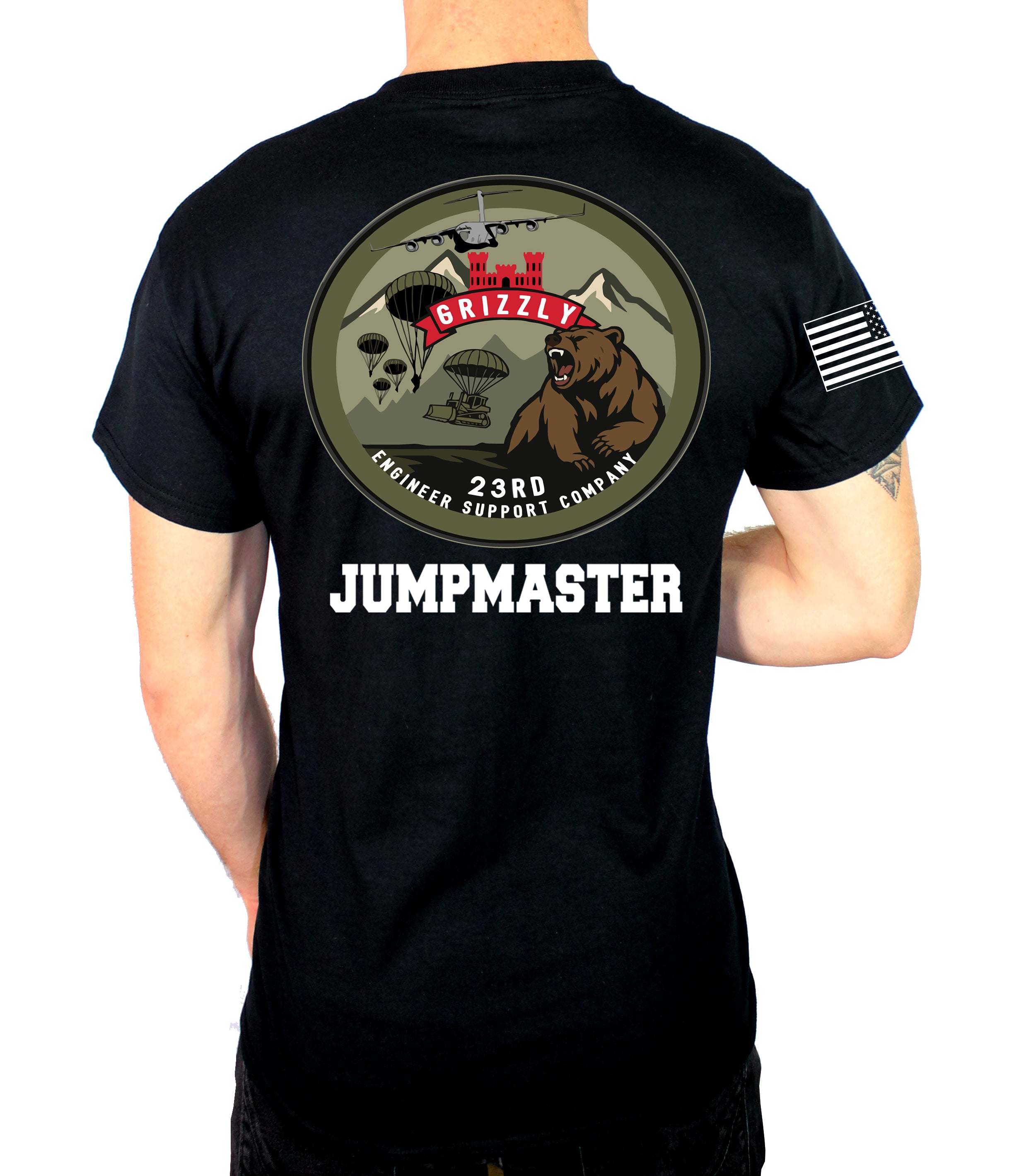 Jumpmaster 50-50 Blend Black Unisex PT Short Sleeve Shirt. Approved fo ...